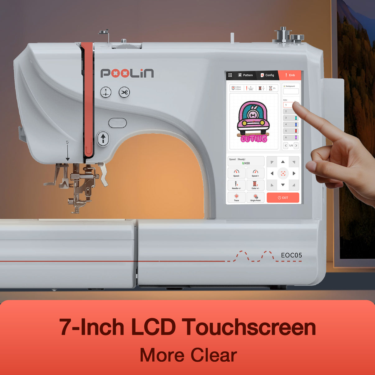 Poolin EOC05 Computerized Embroidery Machine – Perfect for Beginners & – PrintDirect US